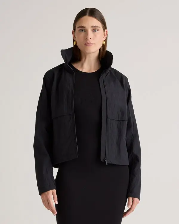 Quince Water Repellent Recycled Nylon Windbreaker Jacket - Black