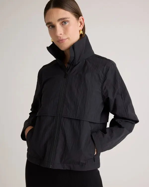 Quince Water Repellent Recycled Nylon Windbreaker Jacket - Black