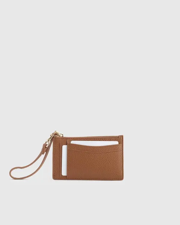 Quince Italian Leather Card Case Wristlet - Cognac