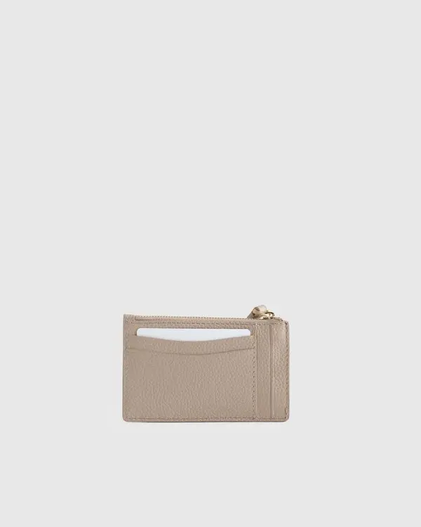 Quince Italian Leather Card Case Wristlet - Taupe