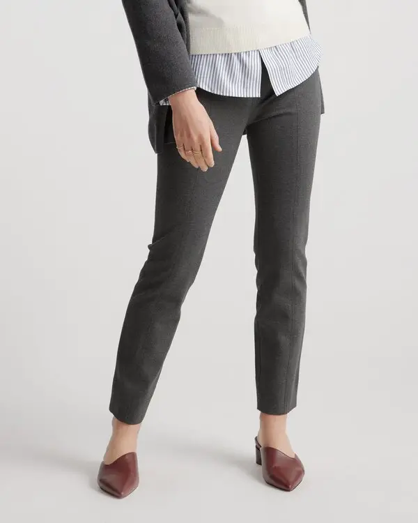 Quince Ultra-stretch Ponte Pintuck Ankle Pants - Charcoal