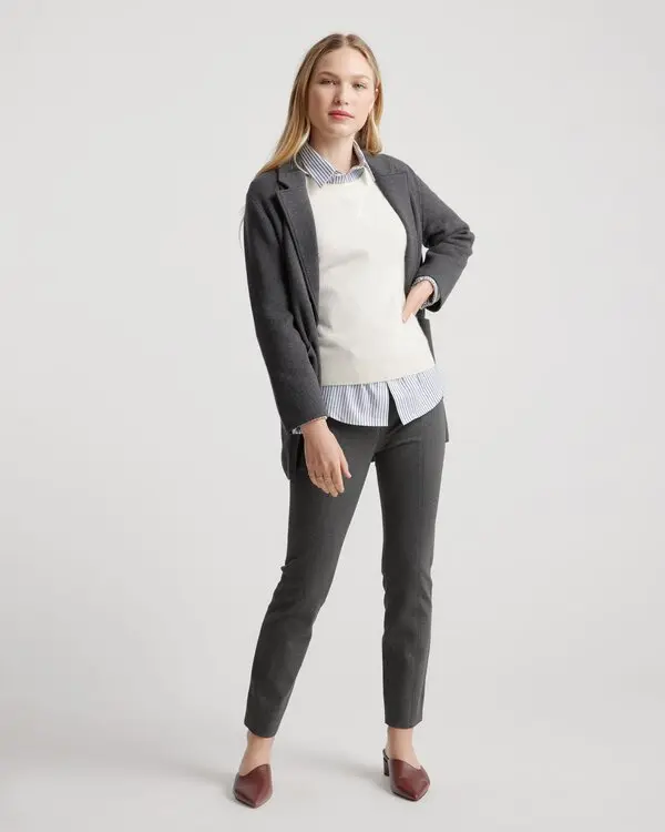 Quince Ultra-stretch Ponte Pintuck Ankle Pants - Charcoal