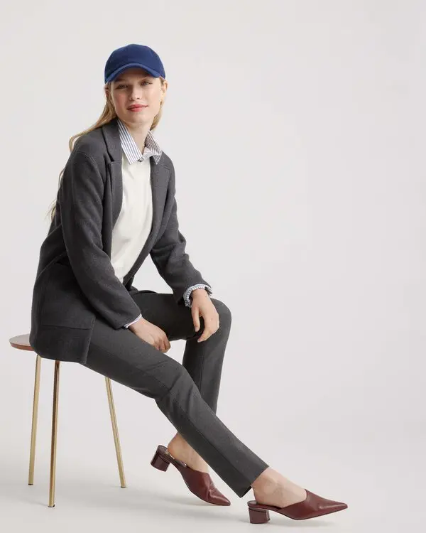 Quince Ultra-stretch Ponte Pintuck Ankle Pants - Charcoal