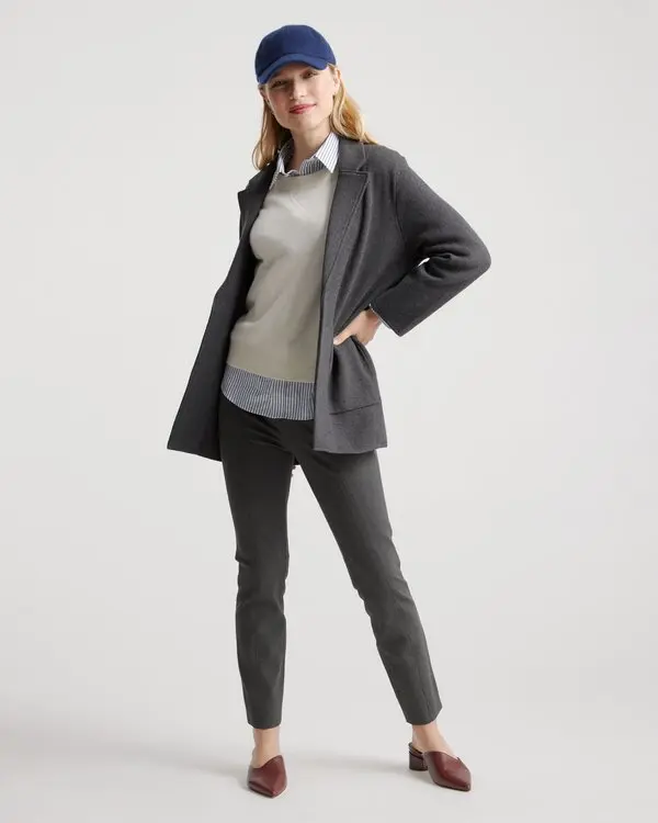 Quince Ultra-stretch Ponte Pintuck Ankle Pants - Charcoal