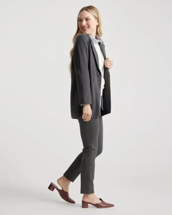 Quince Ultra-stretch Ponte Pintuck Ankle Pants - Charcoal
