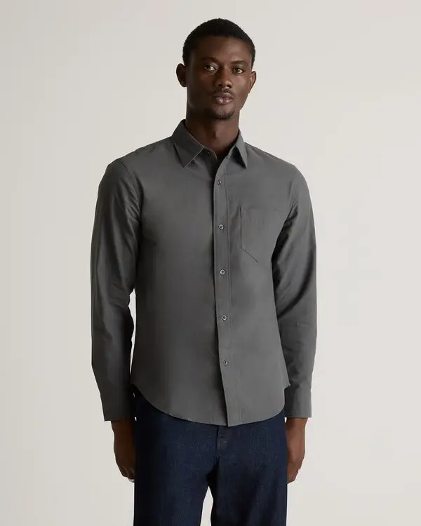 Quince Stretch Textured Twill Shirt - Charcoal