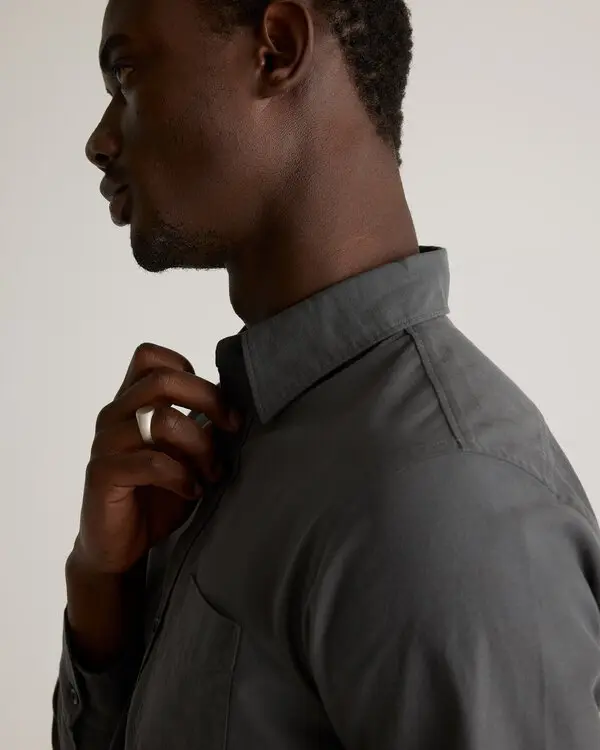 Quince Stretch Textured Twill Shirt - Charcoal