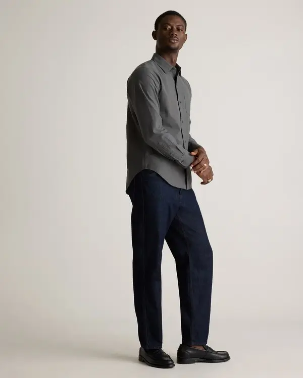 Quince Stretch Textured Twill Shirt - Charcoal