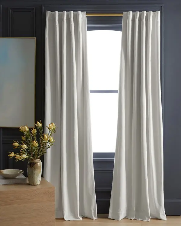 Quince Cotton Velvet Room Darkening Curtain - Ivory