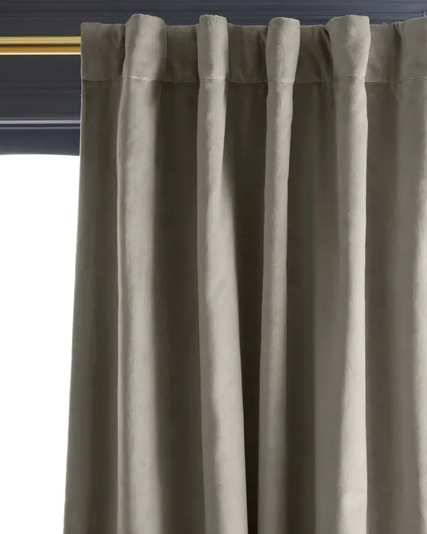 Quince Cotton Velvet Room Darkening Curtain Single Panel - Light Grey