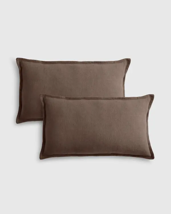 Quince European Linen Flange Edge Pillow Cover - Espresso