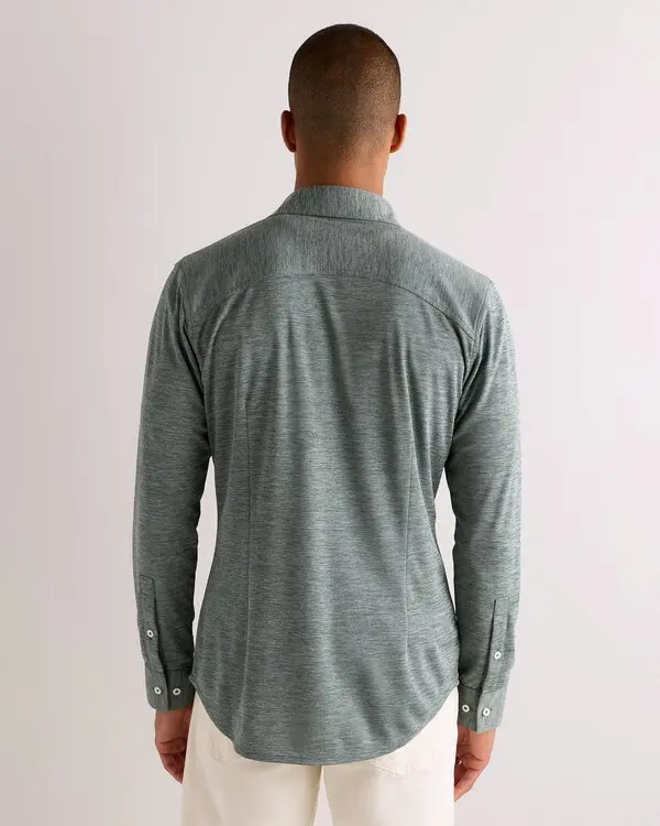 Quince Commuter Stretch Pique Long Sleeve Button Down - Pine Green
