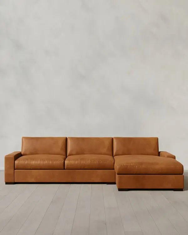Quince Stillman Chaise Sectional In Leather - Auburn