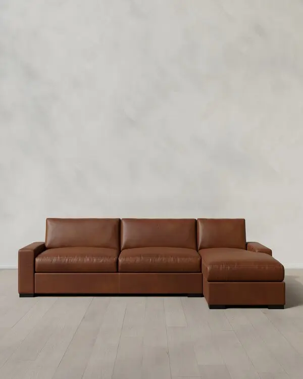 Quince Stillman Chaise Sectional In Leather - Espresso