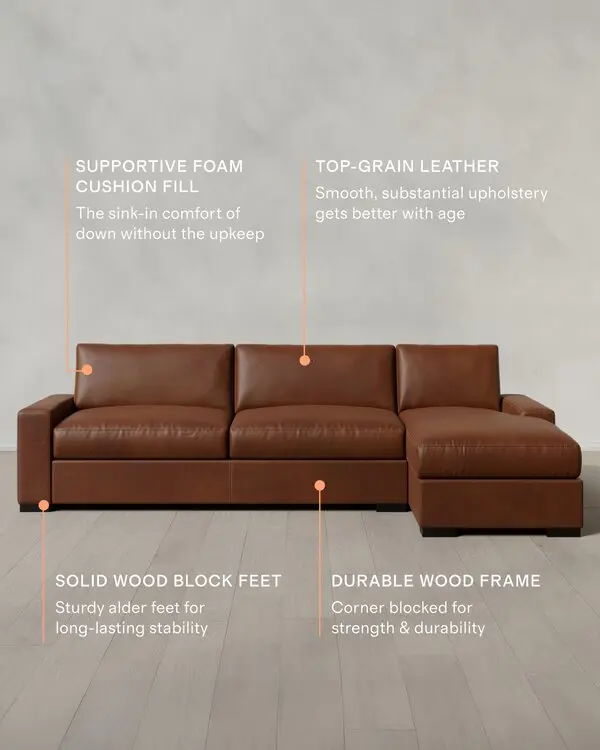 Quince Stillman Chaise Sectional In Leather - Espresso