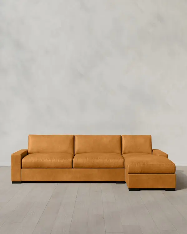 Quince Stillman Chaise Sectional In Leather - Scotch