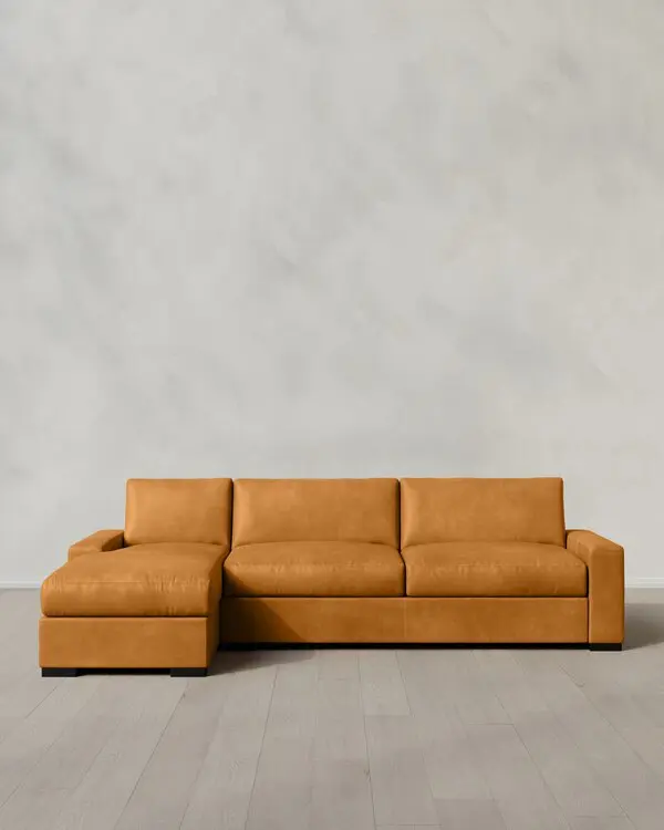 Quince Stillman Chaise Sectional In Leather - Scotch