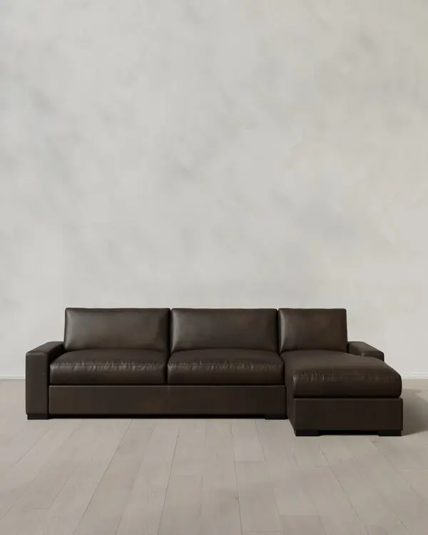 Quince Stillman Chaise Sectional In Leather - Smoke
