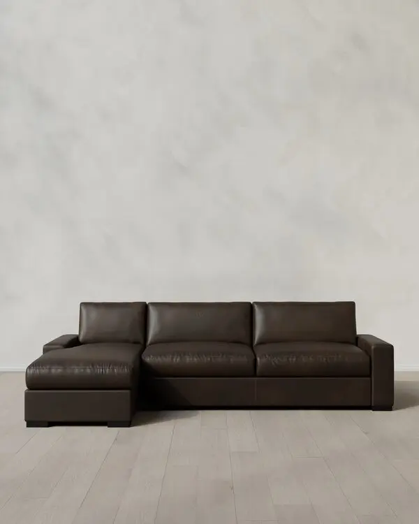 Quince Stillman Chaise Sectional In Leather - Smoke