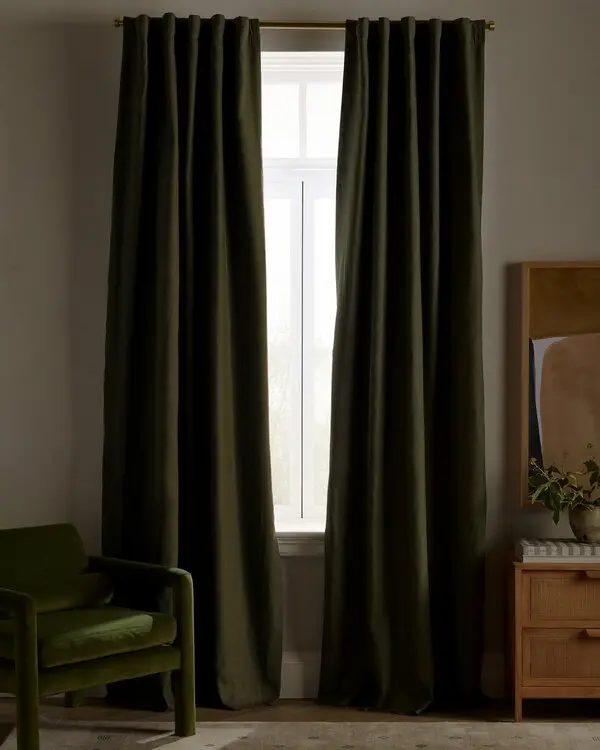 Quince European Linen True Blackout Curtain - Hunter Green
