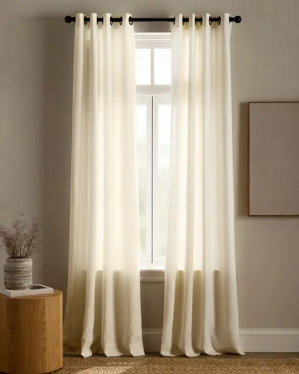 Quince European Linen Grommet Curtain Single Panel - Ivory