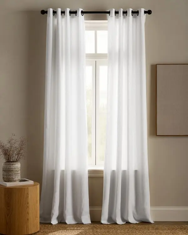 Quince European Linen Grommet Curtain - White