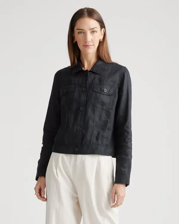 Quince 100% European Linen Jacket - Black