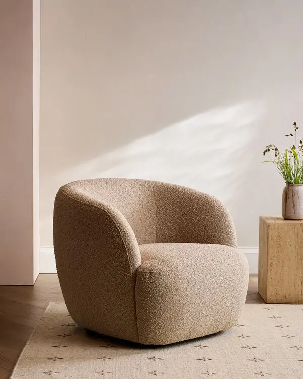 Quince Performance Boucle Swivel Chair - Dune