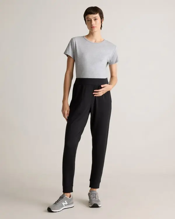 Quince Supersoft Fleece Maternity Joggers - Black