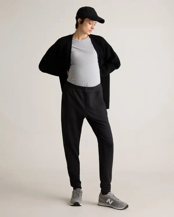 Quince Supersoft Fleece Maternity Joggers - Black
