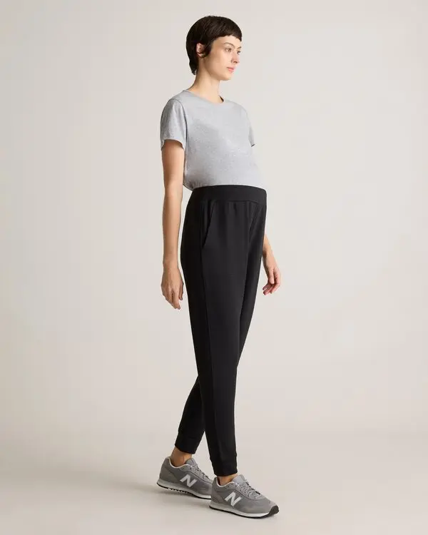 Quince Supersoft Fleece Maternity Joggers - Black