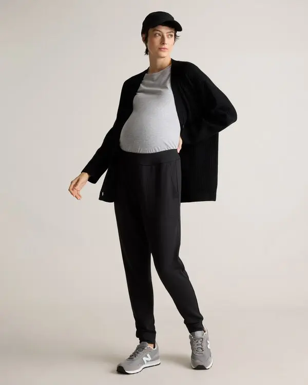 Quince Supersoft Fleece Maternity Joggers - Black