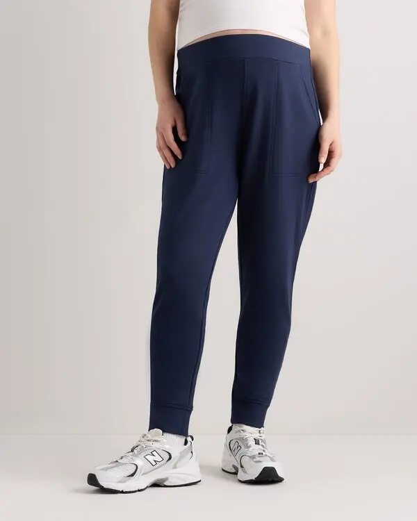 Quince Fleece Maternity Joggers - Navy