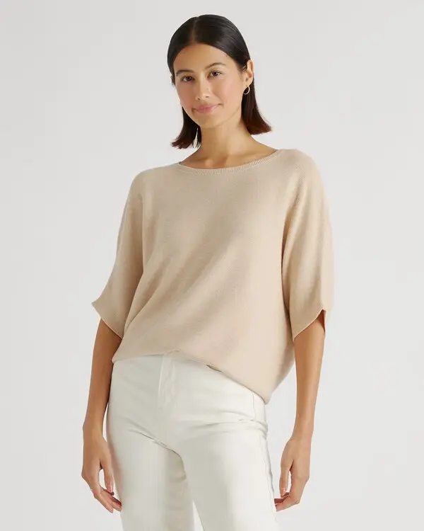 Quince Cotton Cashmere Sweater - Heather Oatmeal