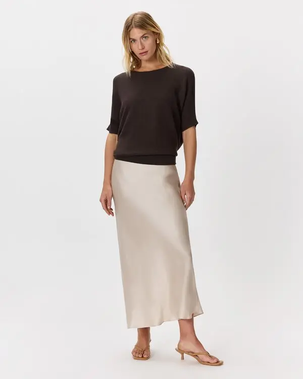 Quince Cotton Cashmere Link-stitch Dolman Sweater - Mocha Heather