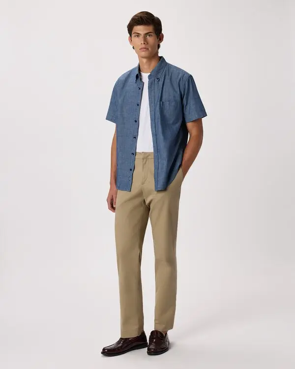 Quince 100% Organic Chambray Short Sleeve Shirt - Dark Chambray