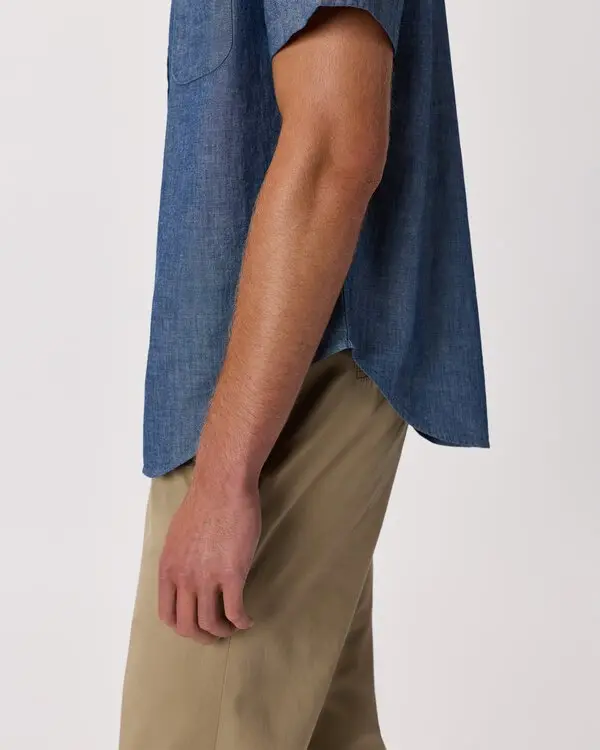 Quince 100% Organic Chambray Short Sleeve Shirt - Dark Chambray