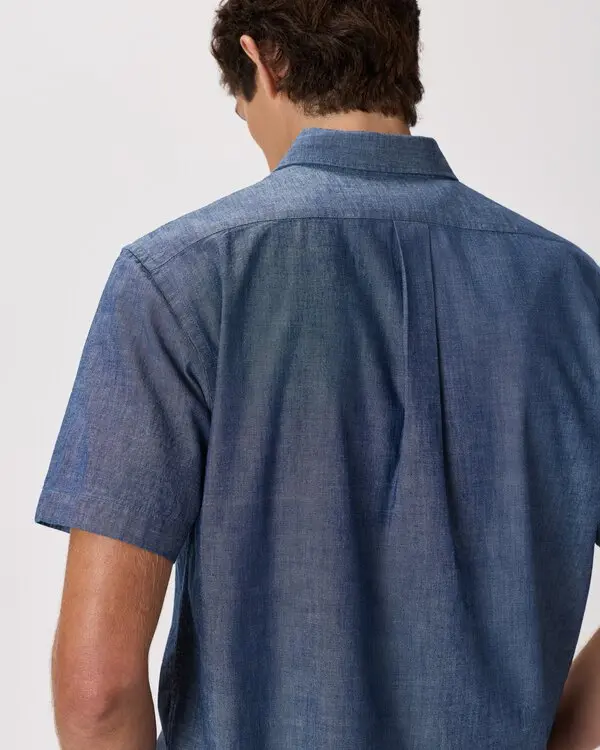 Quince 100% Organic Chambray Short Sleeve Shirt - Dark Chambray