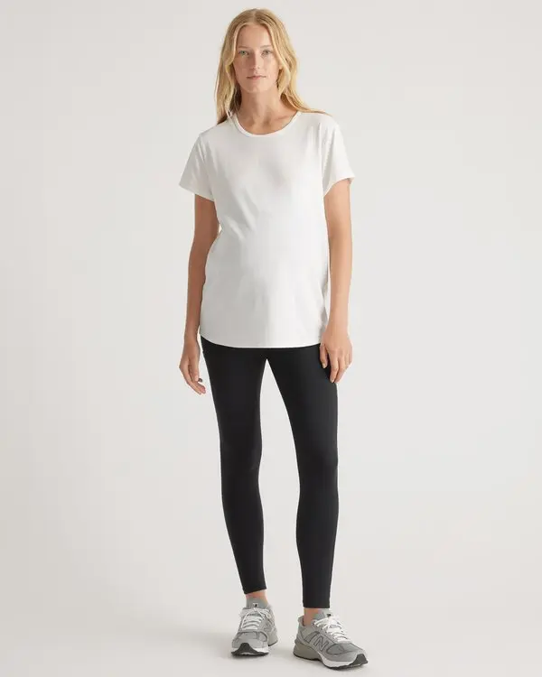 Quince Cotton Modal Maternity Crew Neck T-shirt - White/black