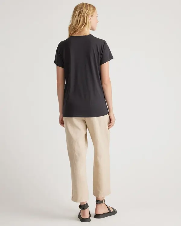 Quince Cotton Modal Maternity Crew Neck T-shirt - White/black