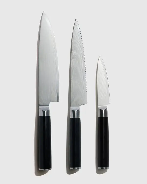 Quince Essential Japanese Damascus Steel Knife Set, Stainless Steel - One-color