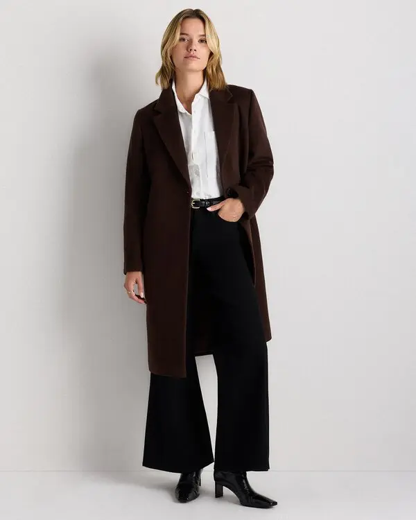 Quince Wool Cashmere Single-breasted Coat - Dark Chocolate
