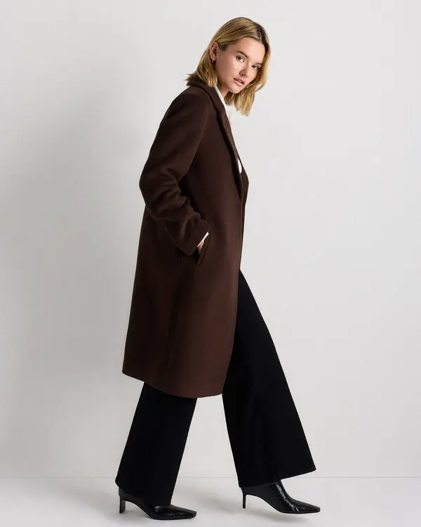 Quince Wool Cashmere Single-breasted Coat - Dark Chocolate
