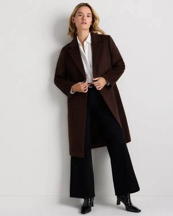 Quince Wool Cashmere Single-breasted Coat - Dark Chocolate
