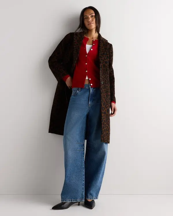 Quince Wool Cashmere Blazer Coat - Jacquard Leopard