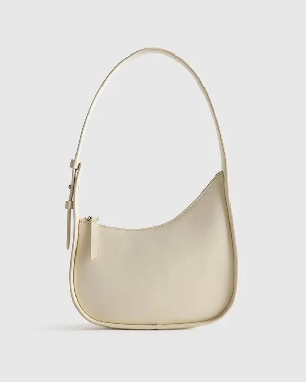 Quince Italian Leather Asymmetrical Mini Shoulder Bag - Soft Ivory