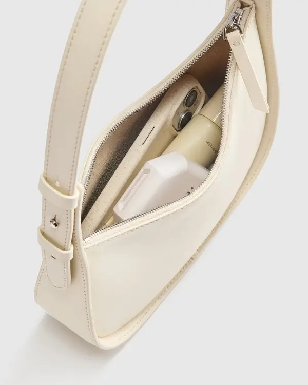 Quince Italian Leather Asymmetrical Mini Shoulder Bag - Soft Ivory