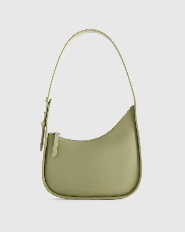Quince Italian Leather Asymmetrical Mini Shoulder Bag - Tea Green