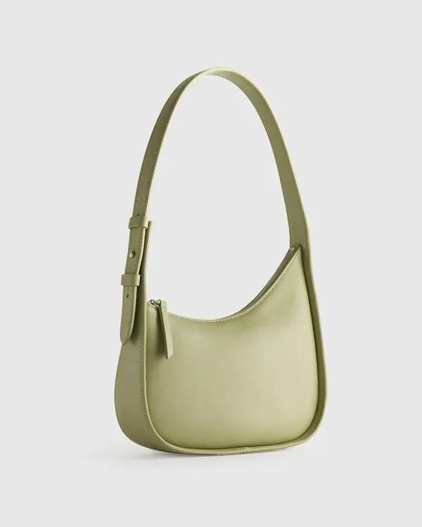 Quince Italian Leather Asymmetrical Mini Shoulder Bag - Tea Green