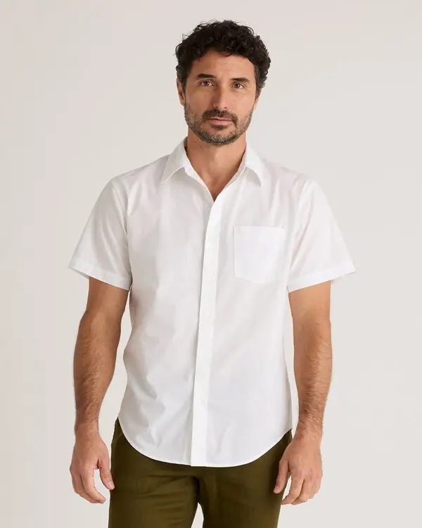 Quince Stretch Poplin Short Sleeve Shirt - White